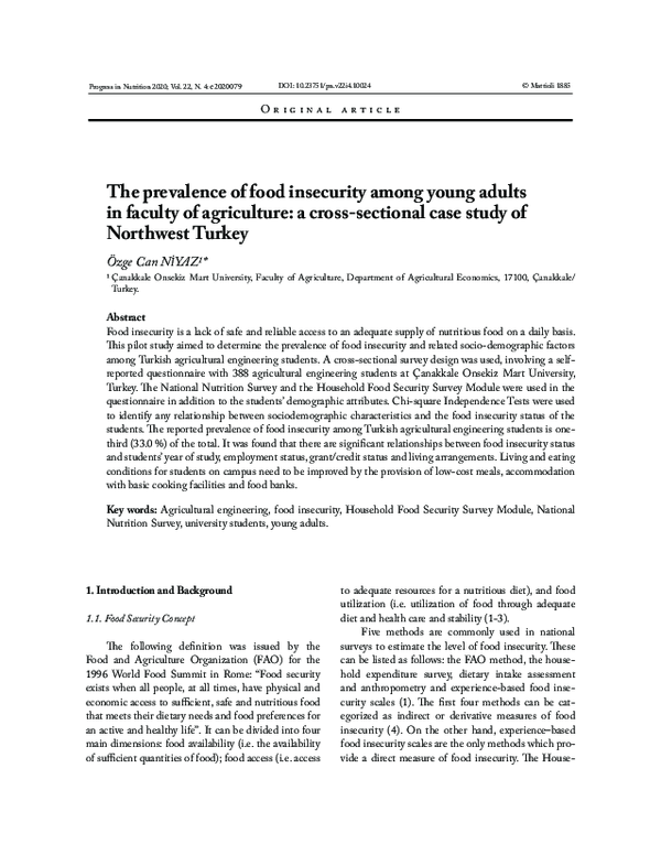 (PDF) The prevalence of food insecurity among young adults in faculty ...