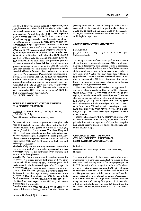 (PDF) Acute Pulmonary Histoplasmosis in a Spanish Traveler