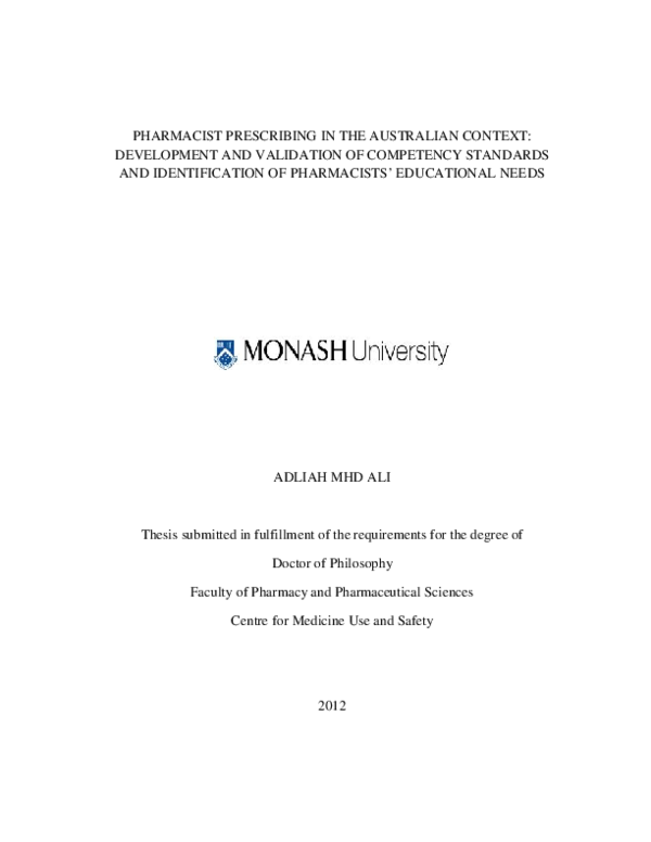 (PDF) Pharmacist prescribing in the Australian context: development and ...