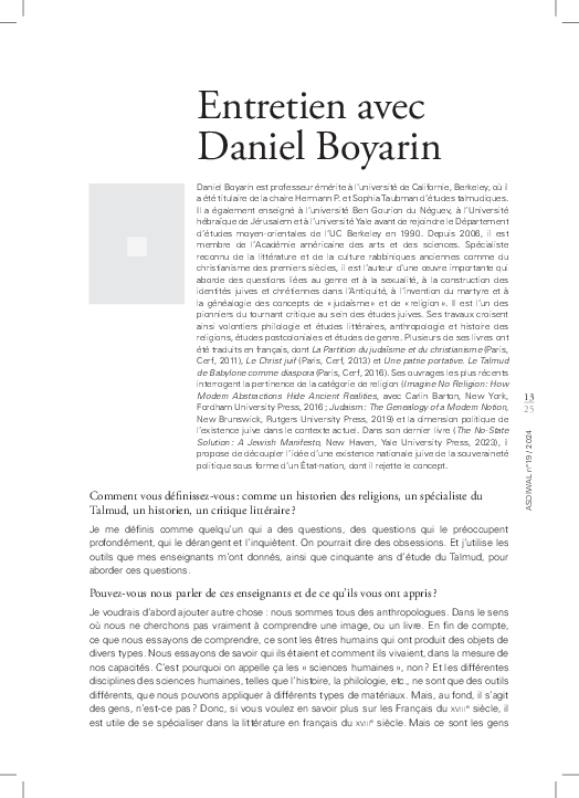 (PDF) Entretien avec Daniel Boyarin