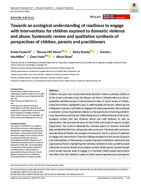 (PDF) Towards an ecological understanding of readiness to engage with ...