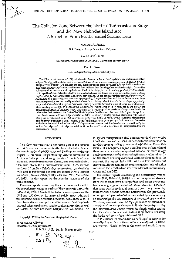(PDF) The collision zone between the North d'Entrecasteaux Ridge and ...