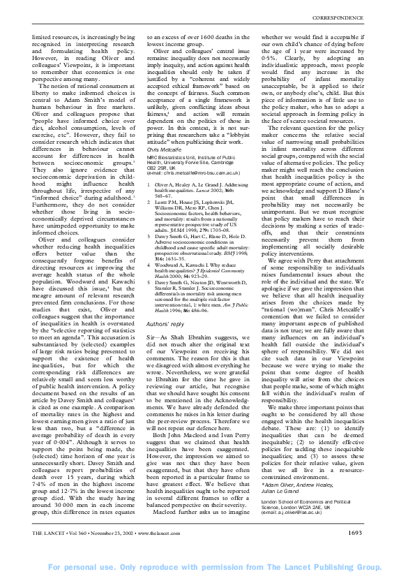 (PDF) Addressing health inequalities