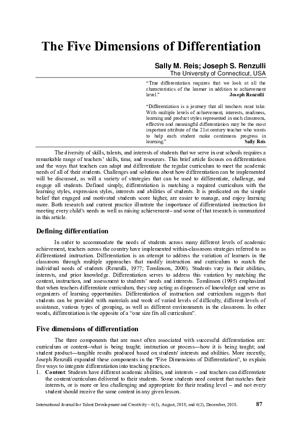 (PDF) The Five Dimensions of Differentiation