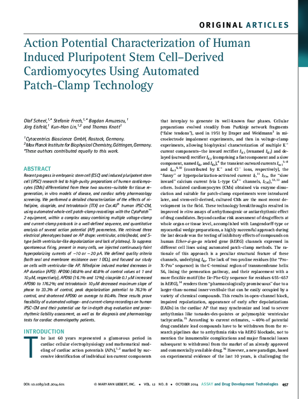 (PDF) Action Potential Characterization of Human Induced Pluripotent Stem Cell–Derived ...