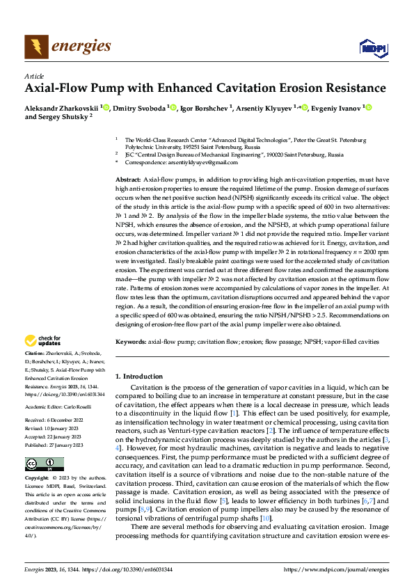 (PDF) Axial-Flow Pump with Enhanced Cavitation Erosion Resistance