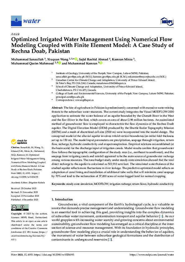 (PDF) Optimized Irrigated Water Management Using Numerical Flow ...