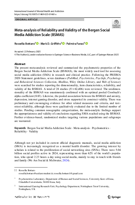 (PDF) Meta-analysis of Reliability and Validity of the Bergen Social ...