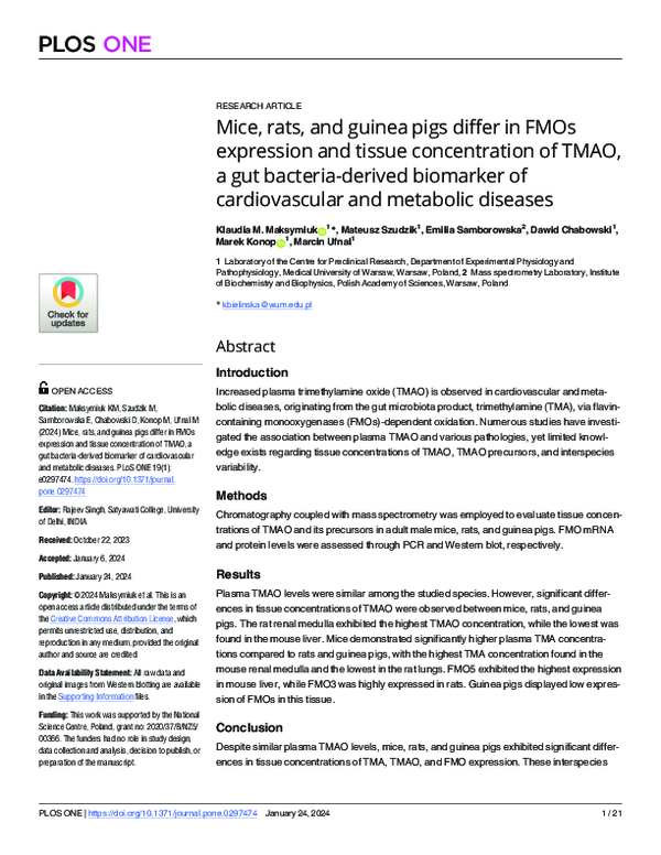 (PDF) Mice, rats, and guinea pigs differ in FMOs expression and tissue ...