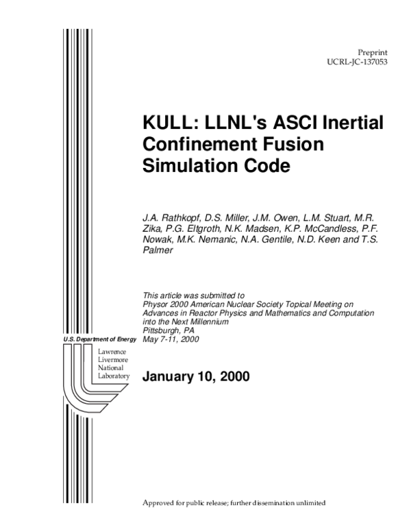 (PDF) KULL: LLNL's ASCI inertial confinement fusion simulation code