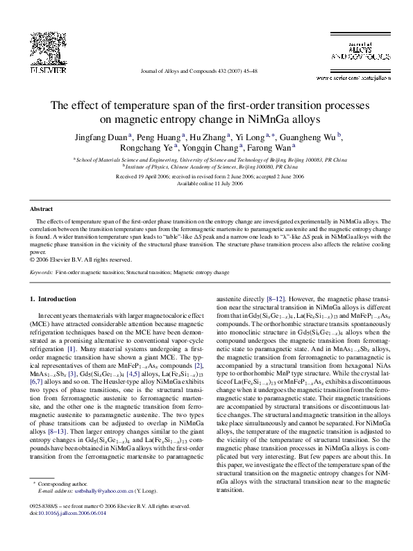(PDF) The effect of temperature span of the first-order transition ...