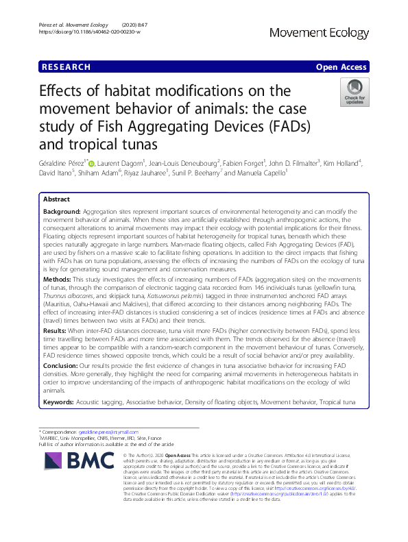 Effects of habitat modifications on the movement behavior of animals ...