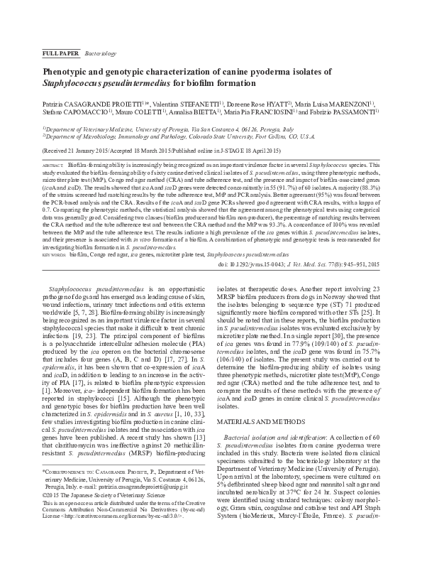 (PDF) Phenotypic and genotypic characterization of canine pyoderma ...