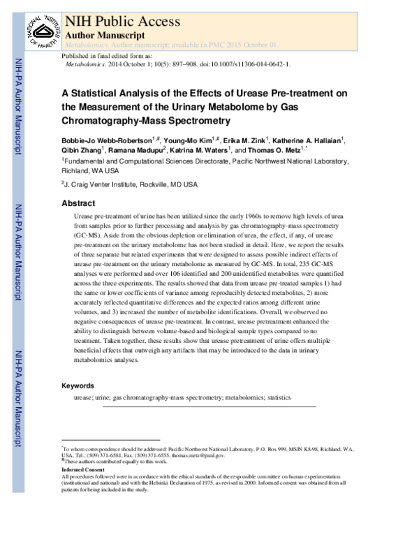 (PDF) A statistical analysis of the effects of urease pre-treatment on ...