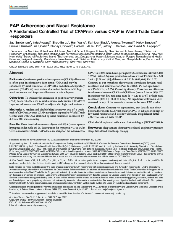 (PDF) PAP Adherence and Nasal Resistance. A Randomized Controlled Trial ...