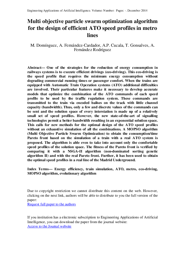 (PDF) Multi objective particle swarm optimization algorithm for the ...