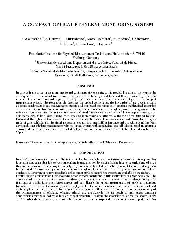 (PDF) A compact optical ethylene monitoring system