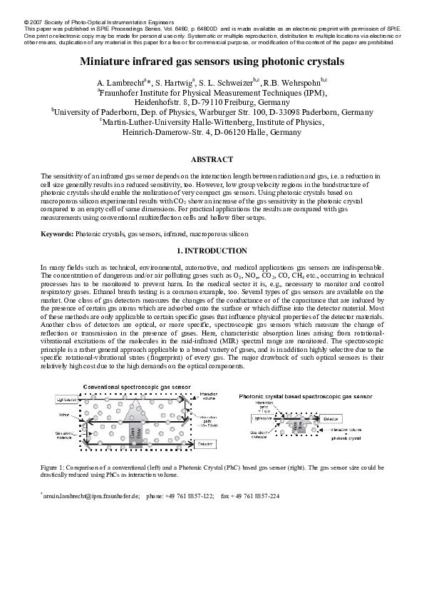 (PDF) Miniature infrared gas sensors using photonic crystals