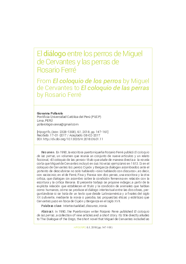 El diálogo entre los perros de Miguel de Cervantes y las perras de ...