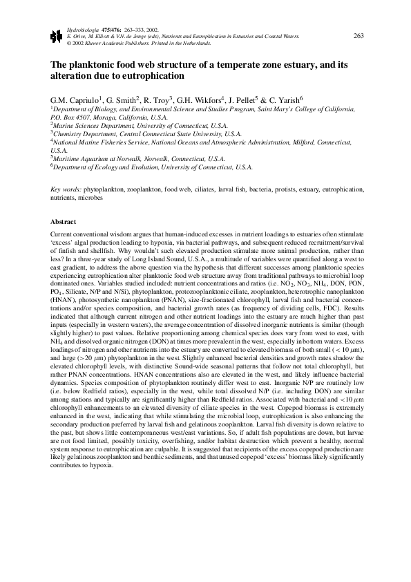 (PDF) The planktonic food web structure of a temperate zone estuary, and its alteration due to ...