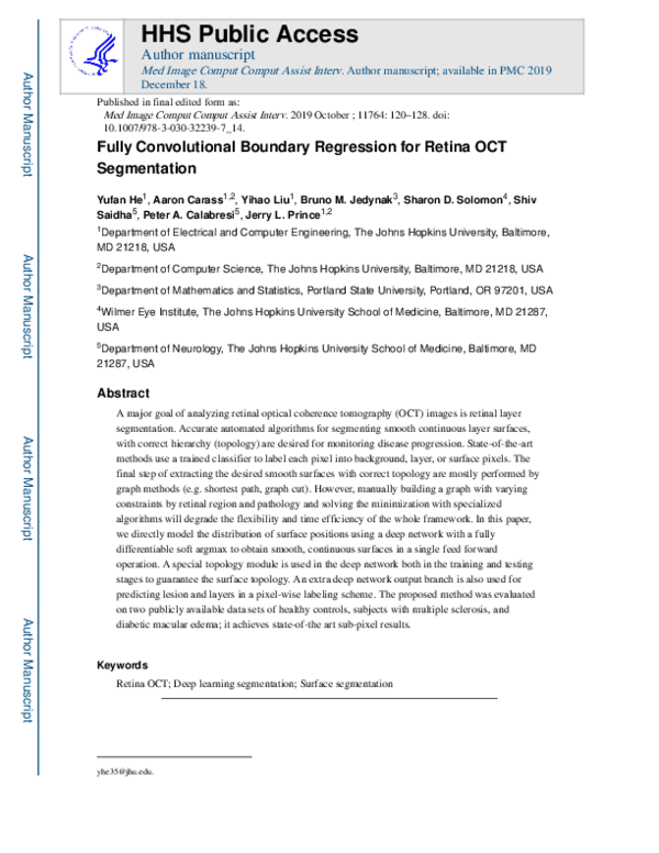 (PDF) Fully Convolutional Boundary Regression for Retina OCT Segmentation (PDF) Fully Convolutional Boundary Regression for Retina OCT Segmentation