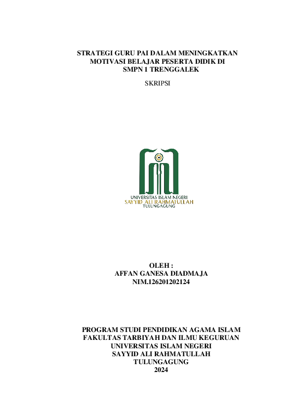 (PDF) STRATEGI GURU PAI DALAM MENINGKATKAN MOTIVASI BELAJAR PAI PESERTA DIDIK DI SMPN 1 TRENGGALEK