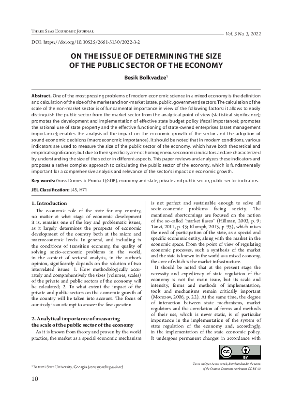 (PDF) On the Issue of Determining the Size of the Public Sector of the ...