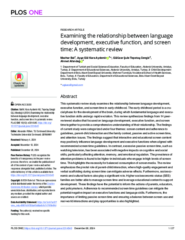 (PDF) Examining the relationship between language development, executive function, and screen ...