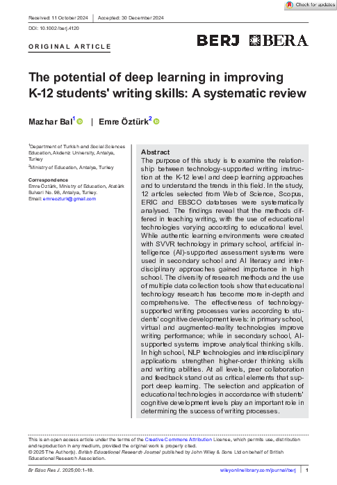 (PDF) The potential of deep learning in improving K-12 students ...