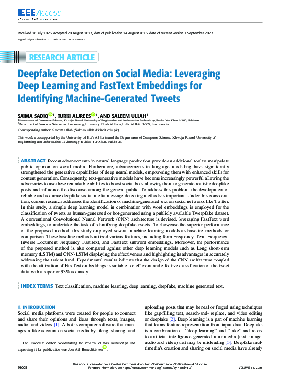 Deepfake Detection on Social Media: Leveraging Deep Learning and ...