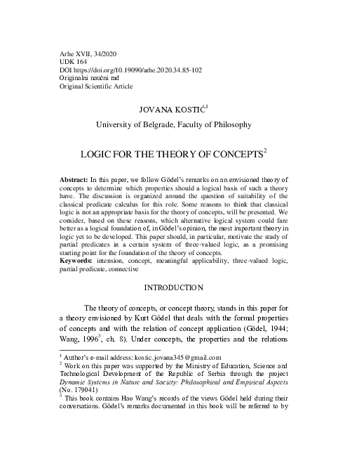 (PDF) Logic for the Theory of Concepts