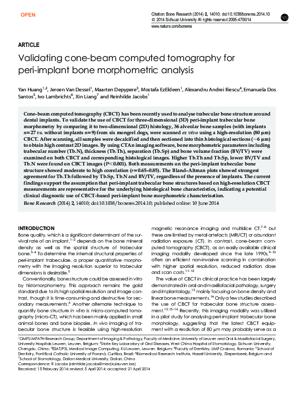 (PDF) Validating cone-beam computed tomography for peri-implant bone morphometric analysis