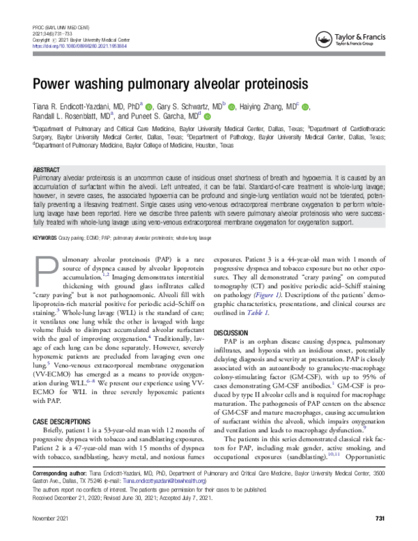 (PDF) Power washing pulmonary alveolar proteinosis