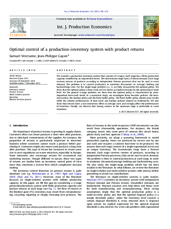 (PDF) Optimal Control of a Production-Inventory System with Both ...