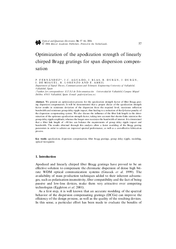 Optimization of the apodization strength of linearly chirped Bragg ...