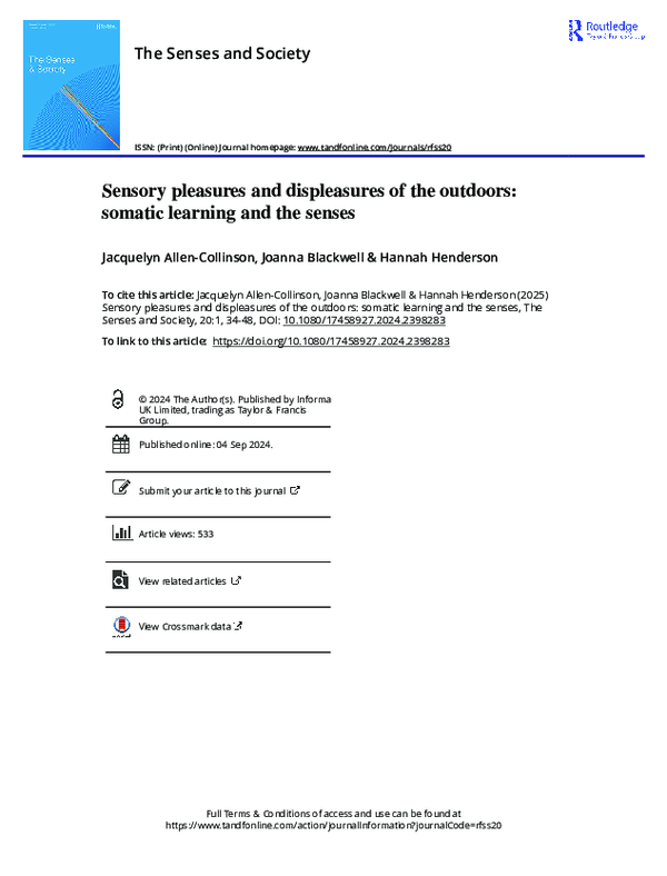 (PDF) Sensory pleasures and displeasures of the outdoors: Somatic ...