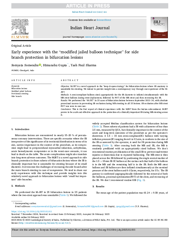 (PDF) Early experience with the "modified jailed balloon technique" for ...