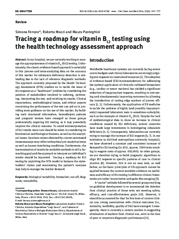 (PDF) Tracing a roadmap for vitamin B12 testing using the health ...