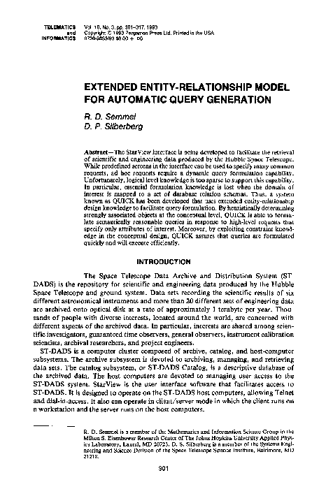 (PDF) Extended entity-relationship model for automatic query generation