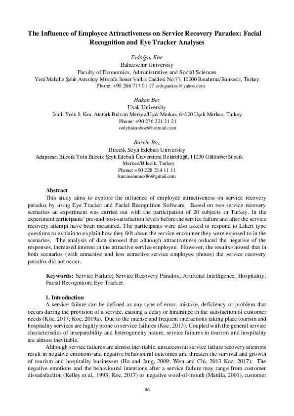 (PDF) The Influence of Employee Attractiveness on Service Recovery ...