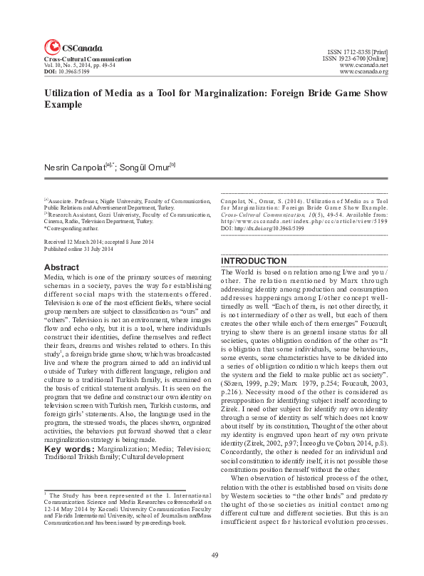 (PDF) Utilization of Media as a Tool for Marginalization: Foreign Bride ...