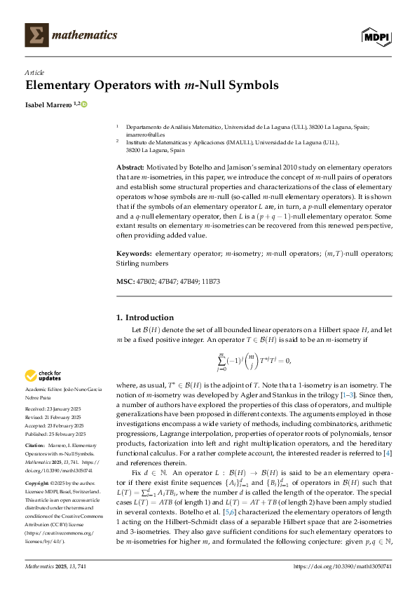 (PDF) Elementary operators with $m$-null symbols