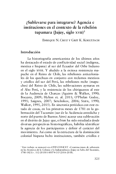 (PDF) ¿Sublevarse para integrarse? Agencia e instituciones en el ...