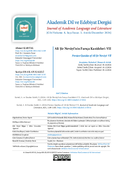 (PDF) Ali Şir Nevayi'nin Farsça Şiirleri VII