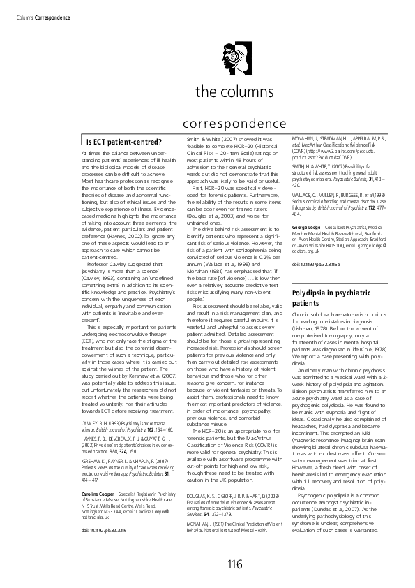 (PDF) Polydipsia in psychiatric patients