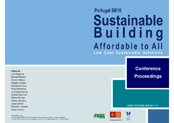 (PDF) Portugal SB10: sustainable building affordable to all : low cost sustainable solutions