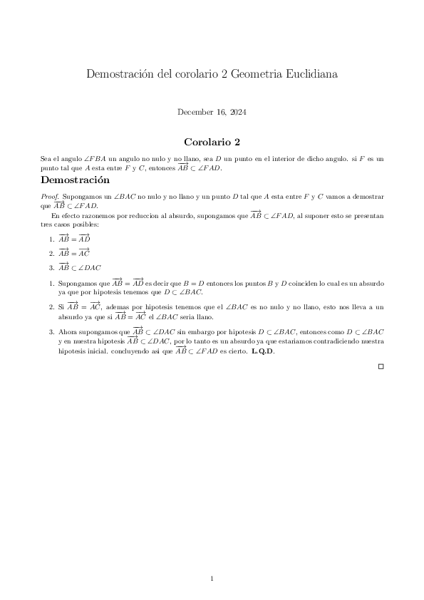 (PDF) Demostración del corolario 2 Geometria Euclidiana