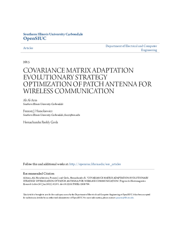 (PDF) Covariance Matrix Adaptation Evolutionary Strategy Optimization of Patch Antenna for ...