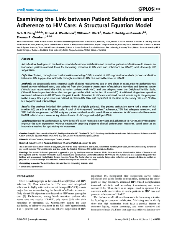 (PDF) Examining the Link between Patient Satisfaction and Adherence to ...