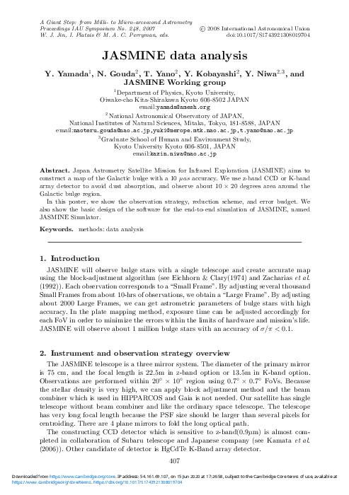 (PDF) JASMINE data analysis
